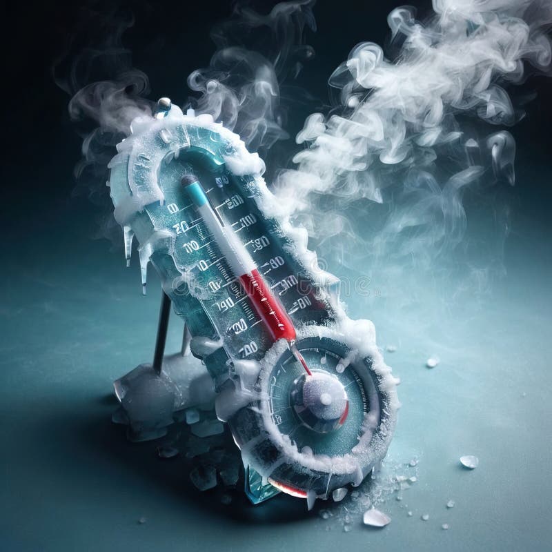 Thermometer, Freezing Temperatures, Frozen and Cold, Covered with Ice ...