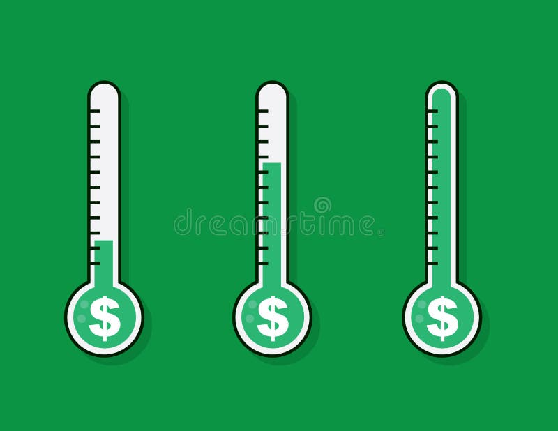 Thermometer Full Money Goal Stock Vector - Illustration of rise ...