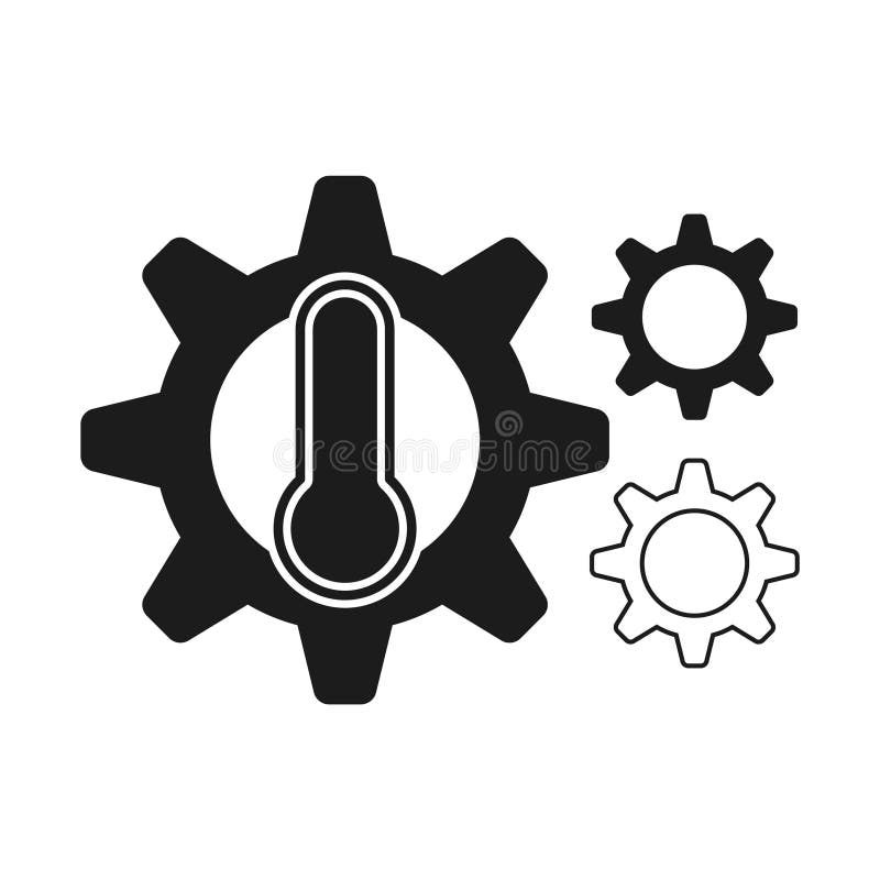 Thermometer Gear Icon. Temperature Control Symbol. Industrial Black ...