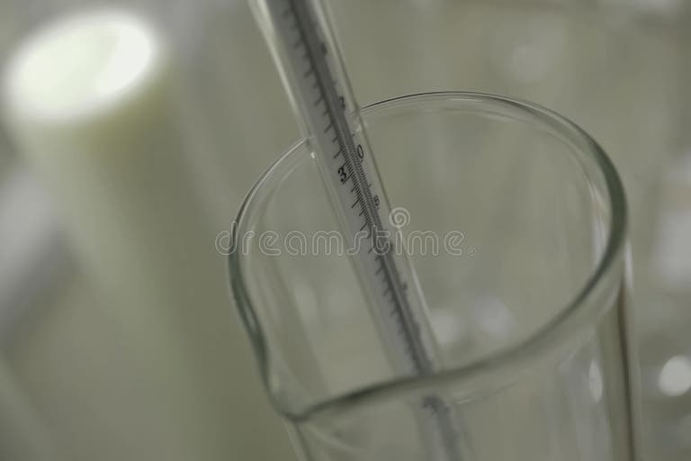 Thermometer in Glass Beaker. Laboratory Tests Stock Photo - Image of ...