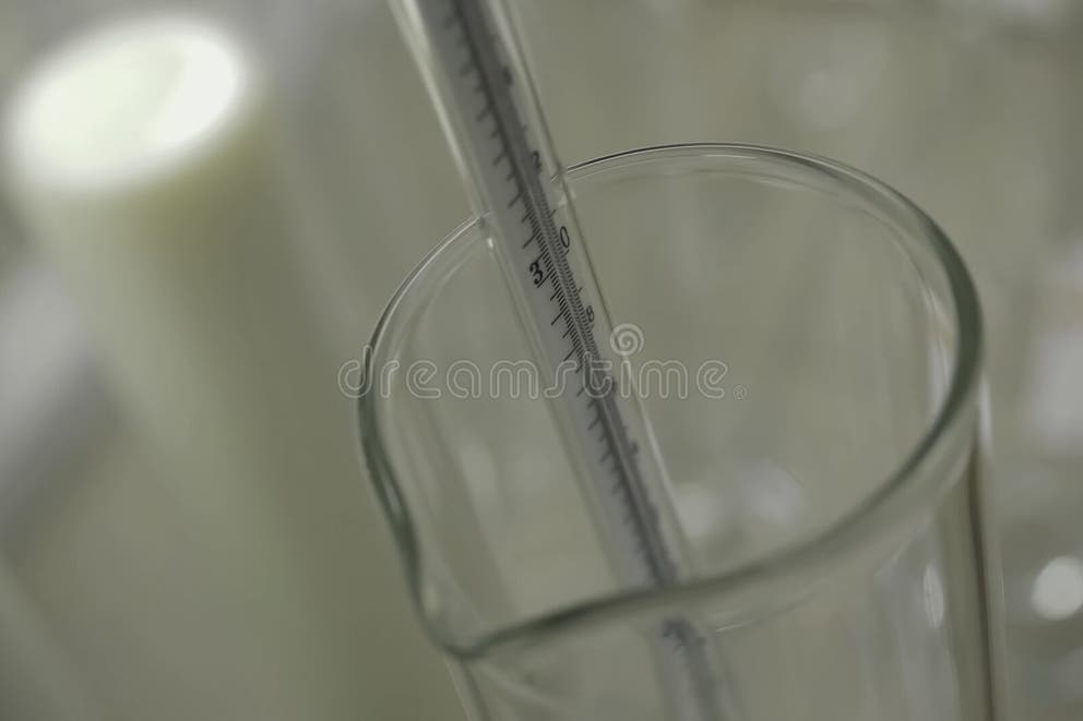 Thermometer in Glass Beaker. Laboratory Tests Stock Photo - Image of ...