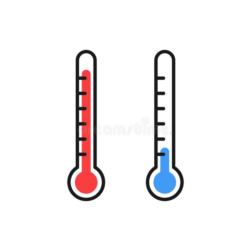 Thermometer High and Low Temperatures Flat Design. Vector Illustration ...