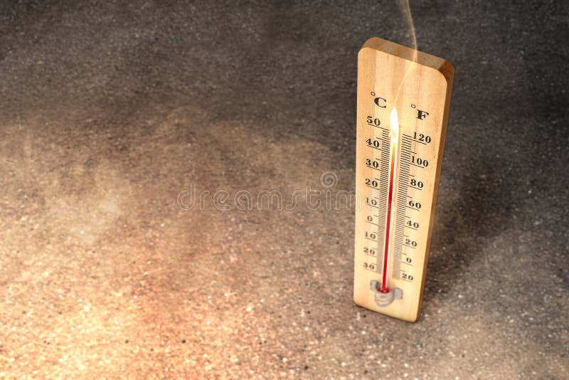 Thermometer with High Temperature on the Street with Glowing Sun ...