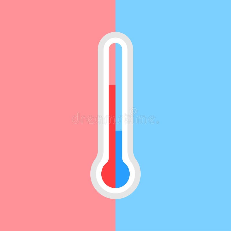 Thermometer, Hot and Cold in Flat Style, Vector Stock Illustration ...