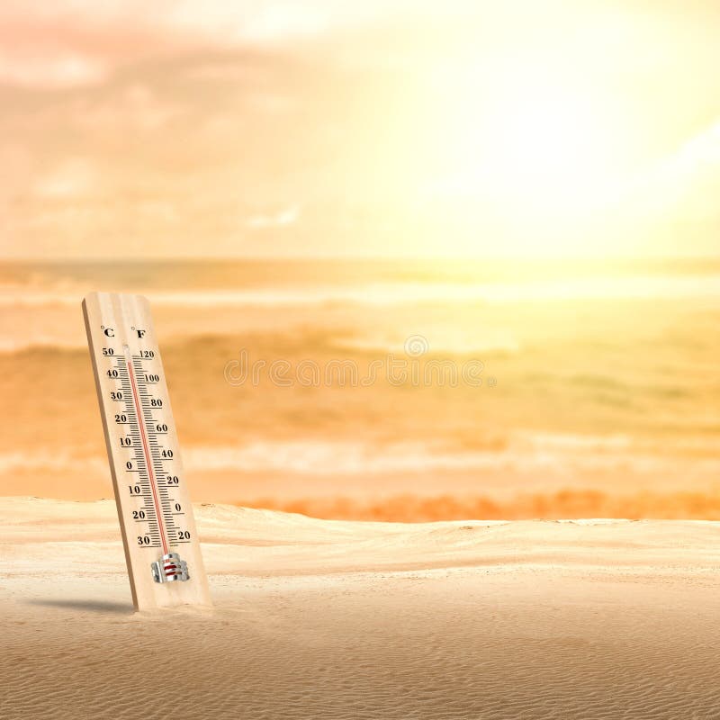 Thermometer with Hot Temperature in the Desert Stock Illustration ...