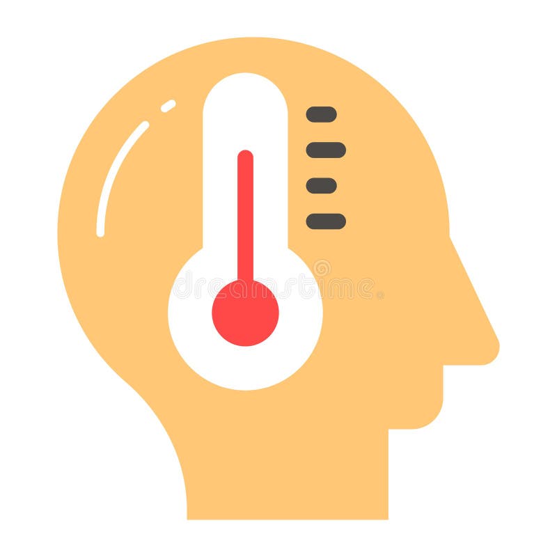 Thermometer and Human Mind Denoting Concept of Fever Stock Vector ...
