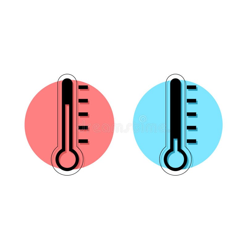 Thermometer Icon with Blue and Red Indicators in Flat Style Stock ...