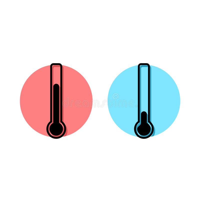 Thermometer Icon with Blue and Red Indicators in Flat Style Stock ...