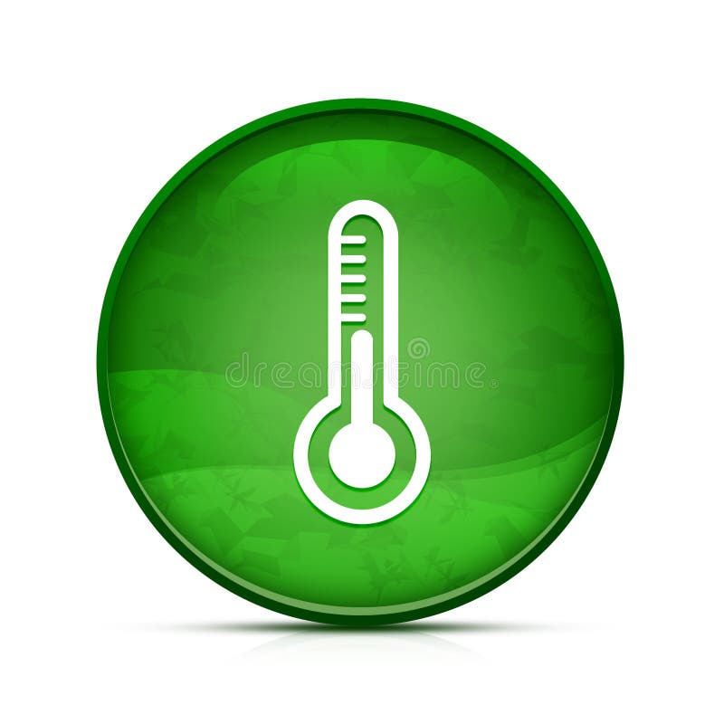 Thermometer Icon on Classy Splash Green Round Button Illustration Stock ...