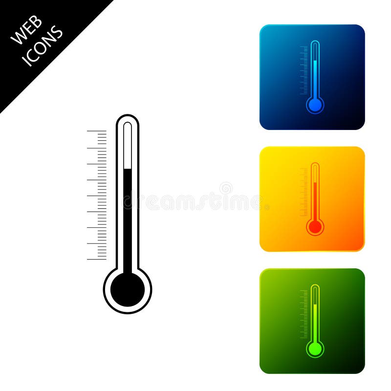 Thermometer Icon Isolated. Set Icons Colorful Square Buttons Stock ...