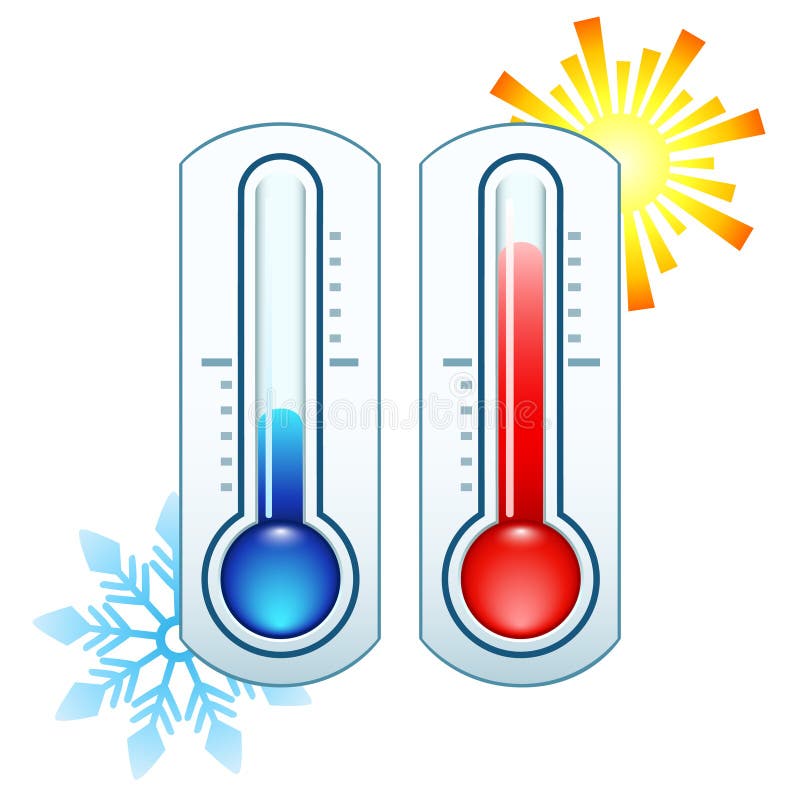 Thermometer Icon Measuring Hot and Cold Temperature Stock Vector ...