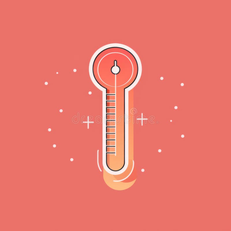 Thermometer Icon Showing High Temperature on an Orange Background Stock ...