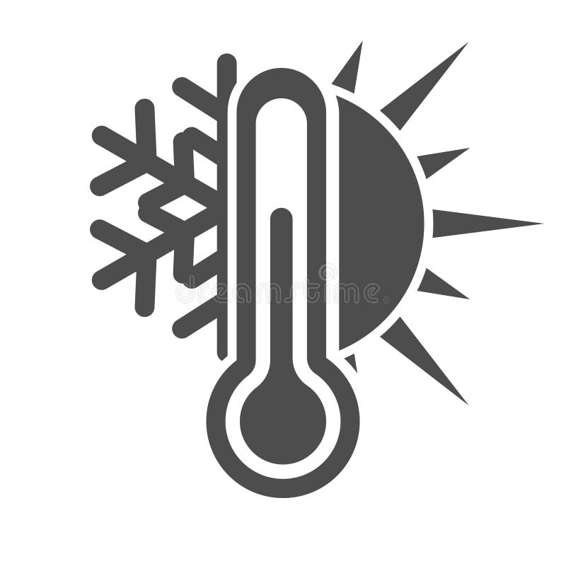 Thermometer Icon with Snowflake and Sun. Cold or Warm Weather. Simple ...