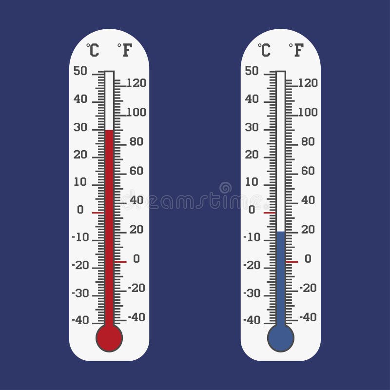 Thermometer Icon. Celsius and Fahrenheit Measuring Hot and Cold ... Thermometer Icon. Celsius and Fahrenheit Measuring Hot and Cold ...