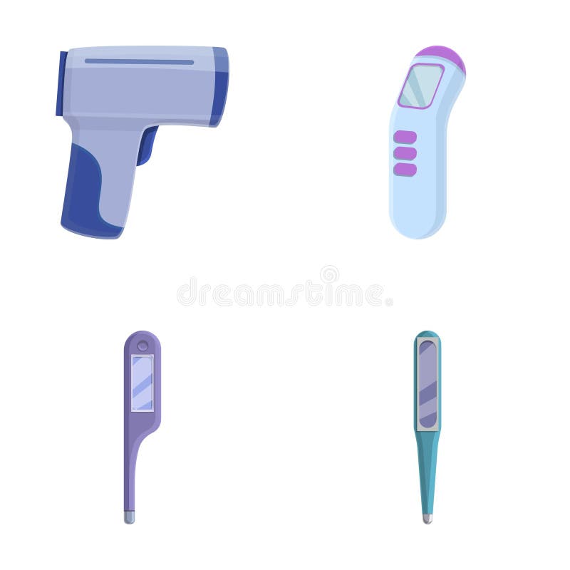Thermometer Icons Set Cartoon Vector. Various Type of Electronic ...