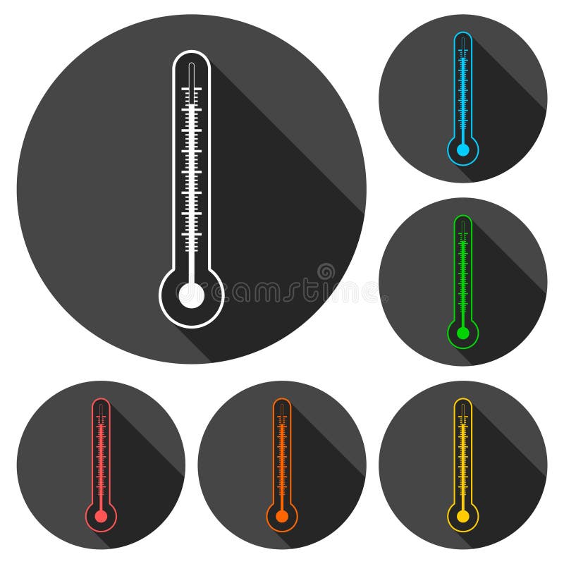 Thermometer Icons Set with Long Shadow Stock Illustration ...