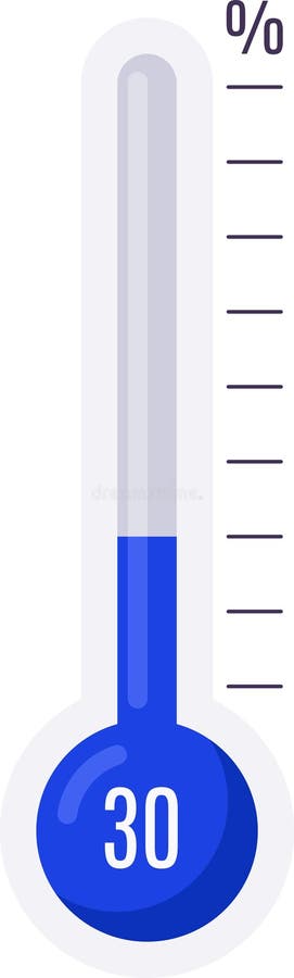 Thermometer Indicating 30 Percent, Symbolizing Progress, Achievement ...
