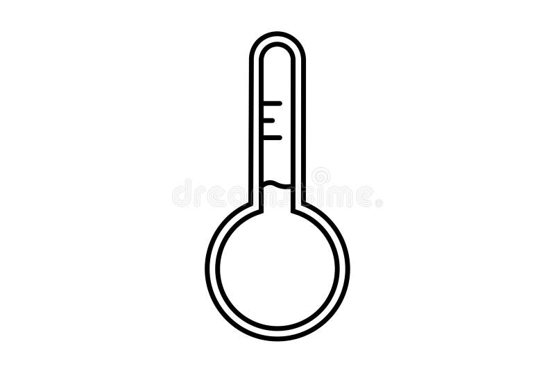 Thermometer Line Flat Icon Black Science Outline Symbol App Web Sign ...