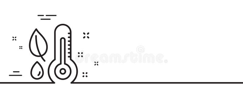 Thermometer Line Icon. Humidity and Leaf Sign. Minimal Line Pattern ...