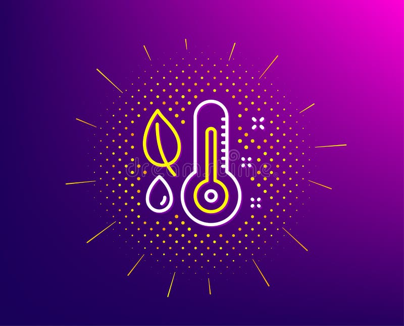 Thermometer Line Icon. Humidity And Leaf Sign. Vector Stock Vector ...