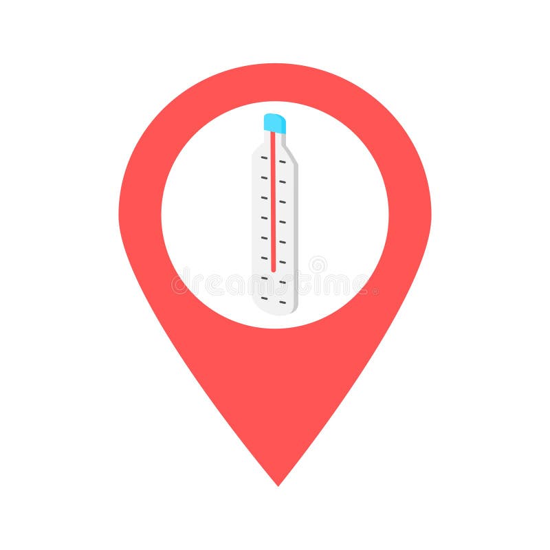 Thermometer and Location Pin Stock Vector - Illustration of marker, navigation: 226803348