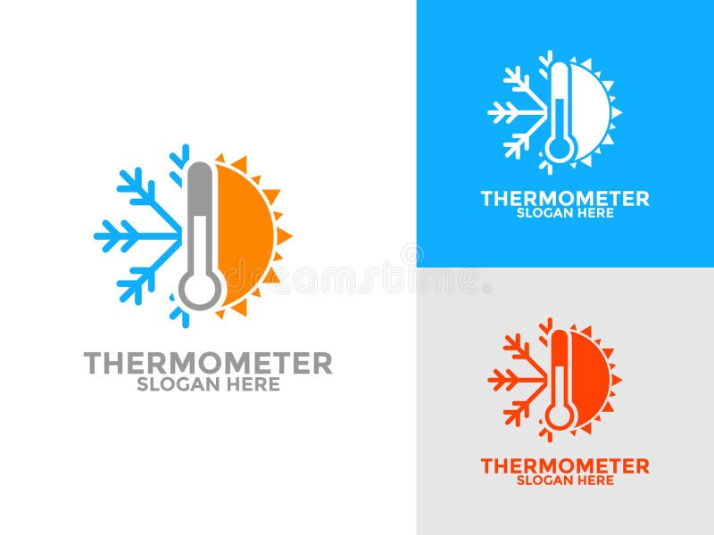 Thermometer Logo Concept Icon Vector Set Isolated, for Web Design ...