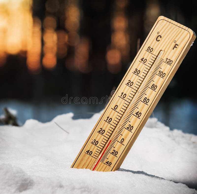 Thermometer with Low Temperature Stock Photo - Image of glass ...