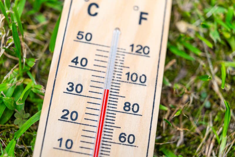 Thermometer Lying in the Grass. Stock Photo - Image of white, earth ...