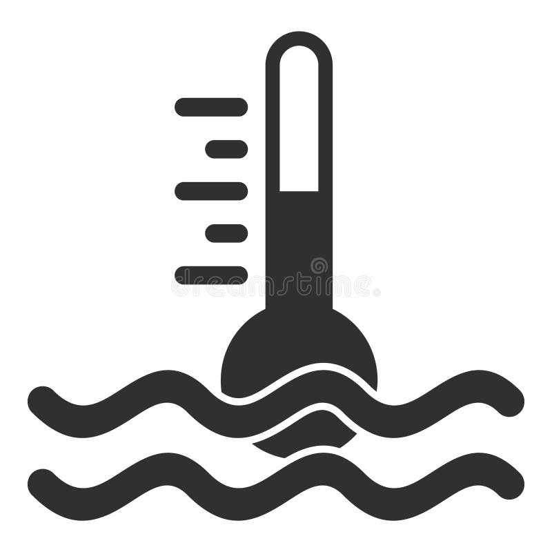 Thermometer Measuring High Temperature of Water Waves Icon Stock Vector ...