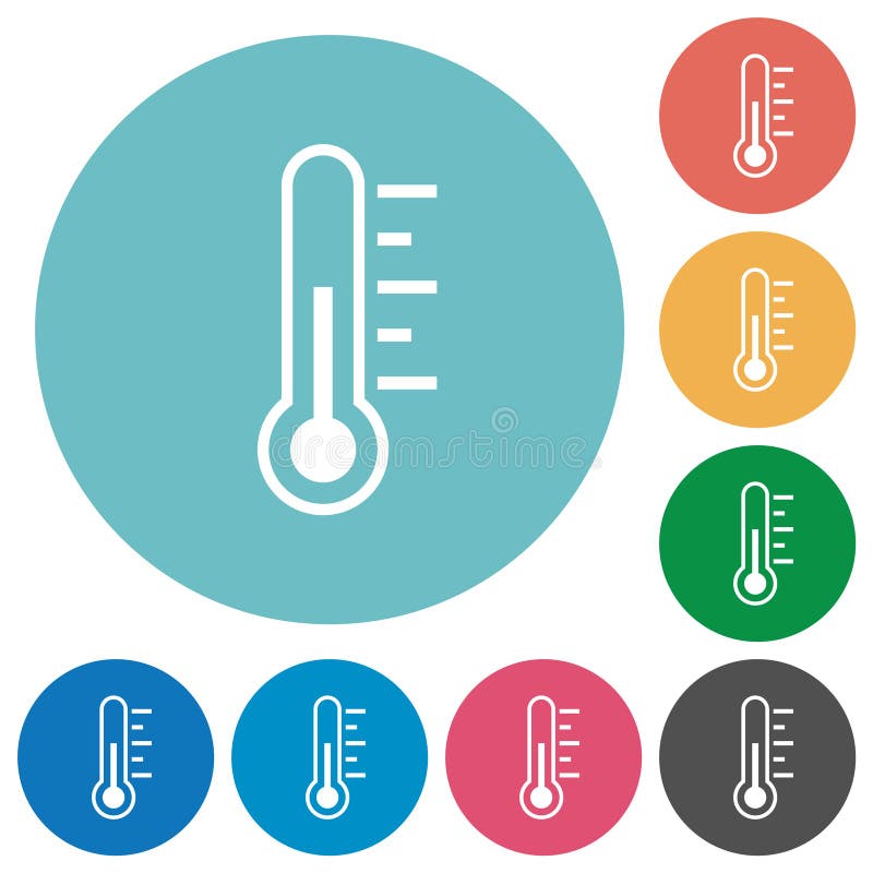Thermometer Medium Temperature Flat Round Icons Stock Vector ...