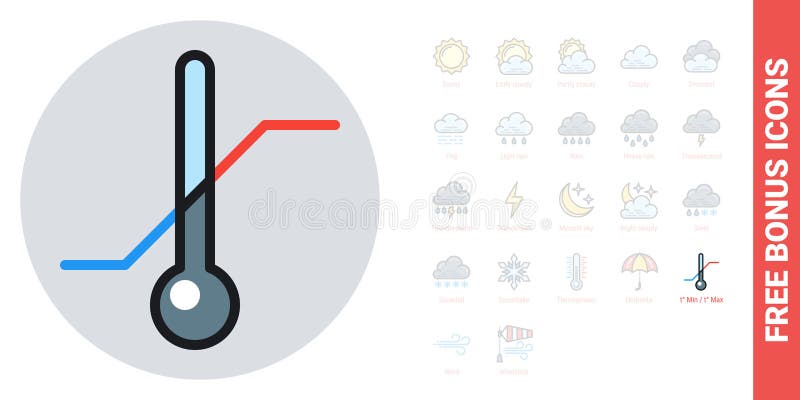 Thermometer with Minimum and Maximum Temperature Icon for Weather ...