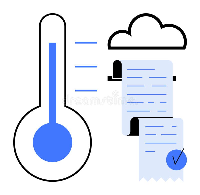 Thermometer and Cloud-connected Receipt Printout Representation Stock ...