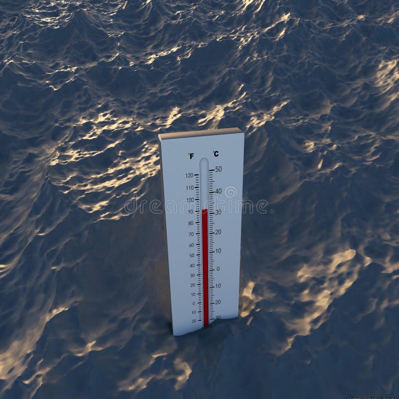 A Thermometer in the Ocean with Background Stock Photo - Image of ...