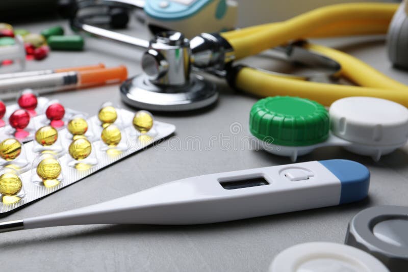 Thermometer and Other Medical Objects Stock Image - Image of objects ...