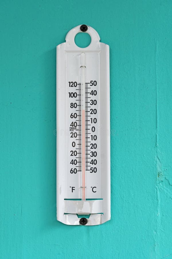 Thermometer on a Painted Wall Indicating 72 Degrees F or 22 C Stock ...