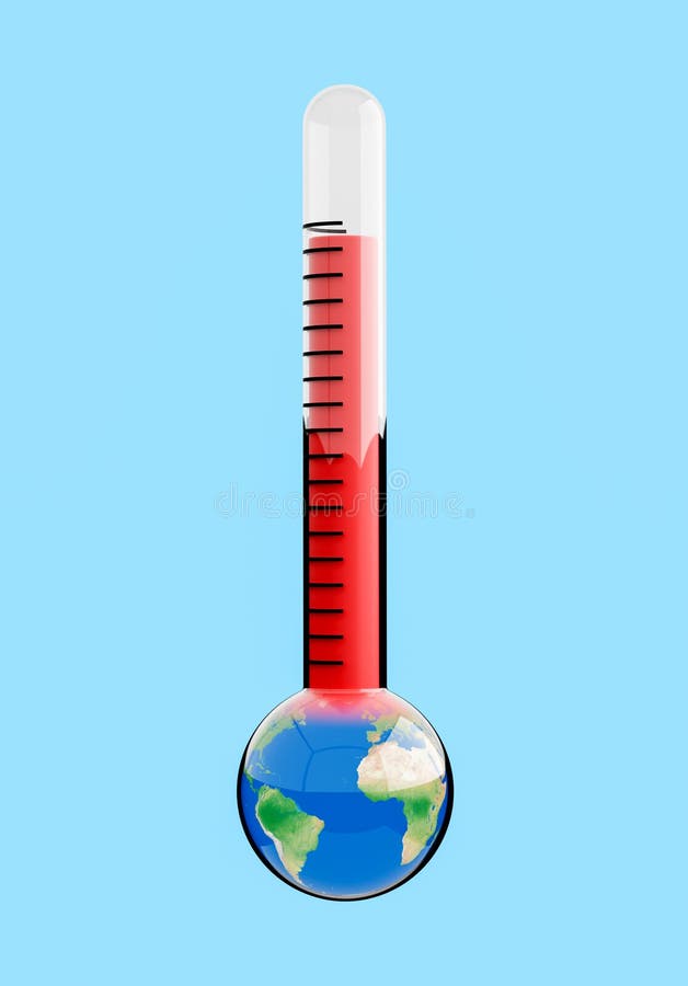 Earth Thermometer Displaying Maximum Temperatures Stock Illustration ...