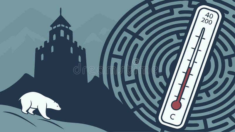 Thermometer with Polar Bear in Maze, Climate Change Puzzle, Vector ...