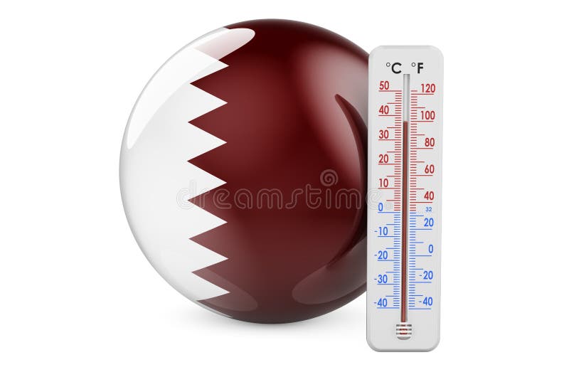 Thermometer with Qatari Flag. Heat in Qatar Concept Stock Illustration ...