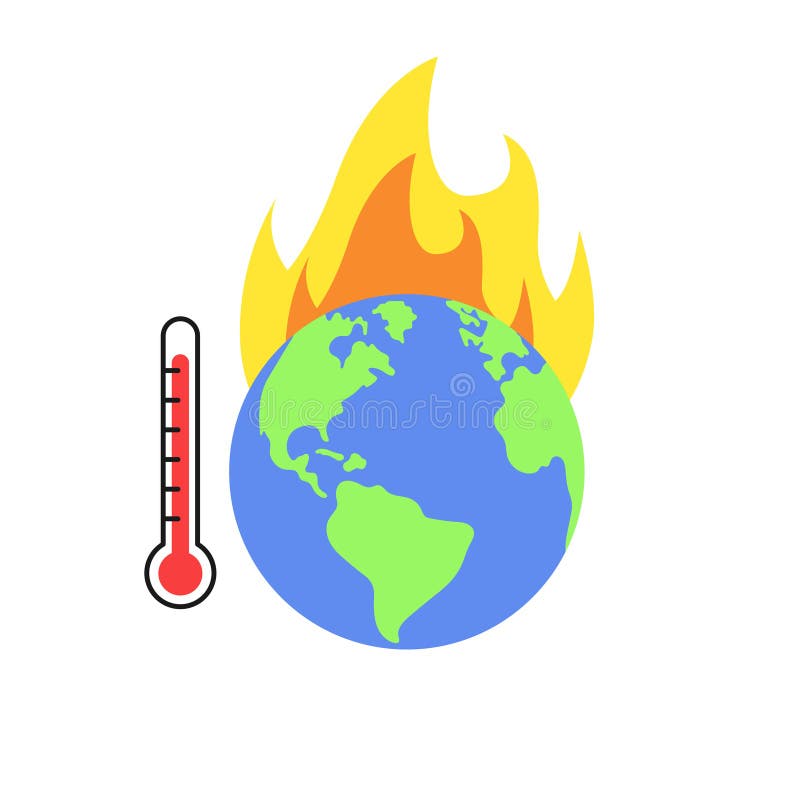 Thermometer Reaching High Temperatures in Earth Flat Design, Global ...