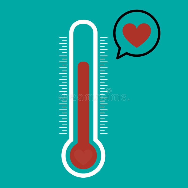 Thermometer and Red Heart Icon in Speech Bubble Flat Design Stock ...