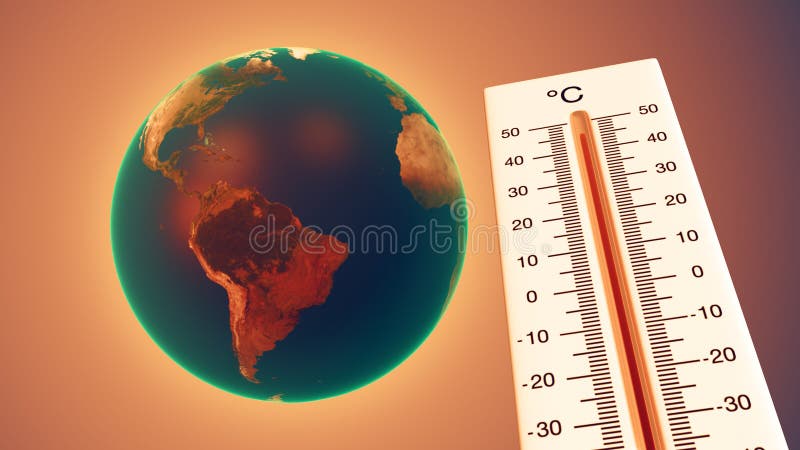 Earth and Thermometer Global Warming Concept Stock Illustration ...
