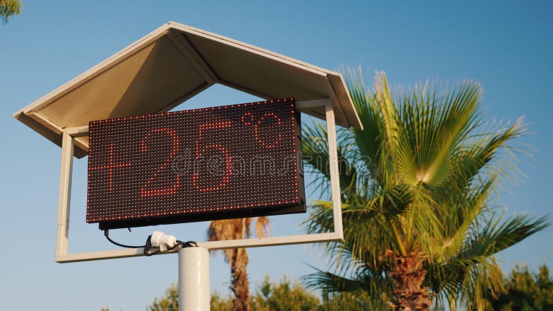 The Thermometer`s Scoreboard on the Beach Shows the Temperature is 25 ...