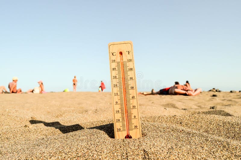 Thermometer on the Sand Beach Stock Image - Image of lifestyle, rare ...