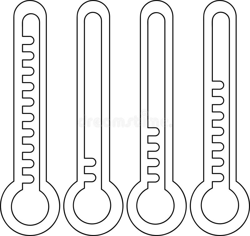 Thermometer with Scale, Cold and Hot Temperature Indicator.outline ...