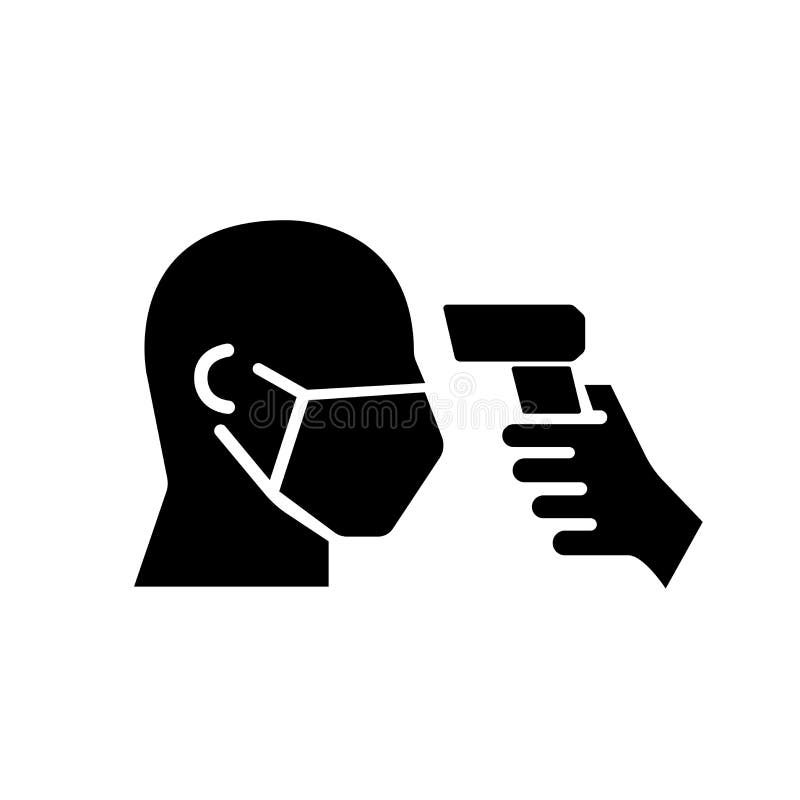 Thermometer Screening of Checking Temperature Black Icon,Vector ...