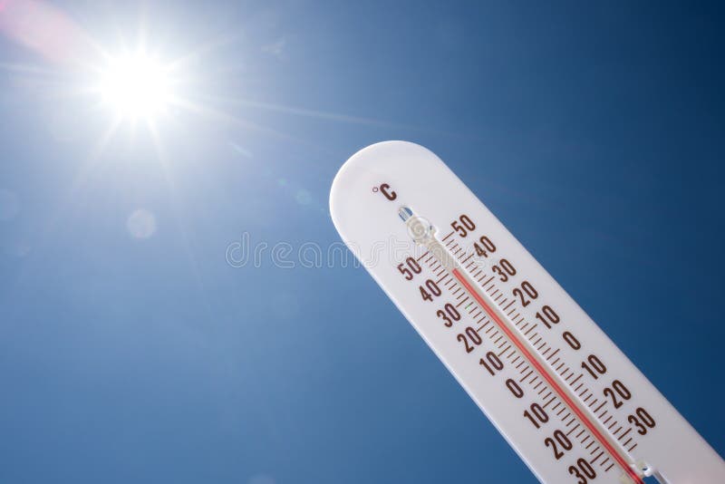 Thermometer under the sun stock image. Image of high - 273954015