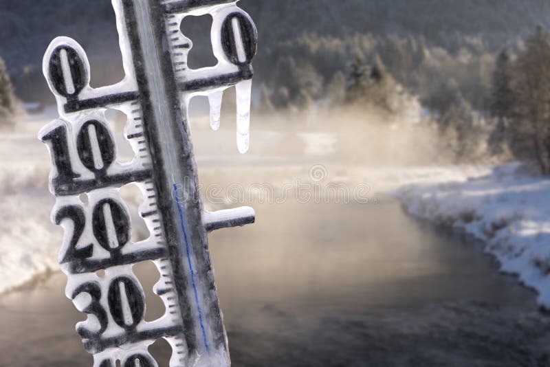 Thermometer Shows Cold Temperature at Winter Day Stock Photo - Image of ...