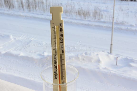 The Thermometer Shows -20 on the Street Stock Image - Image of minus ...