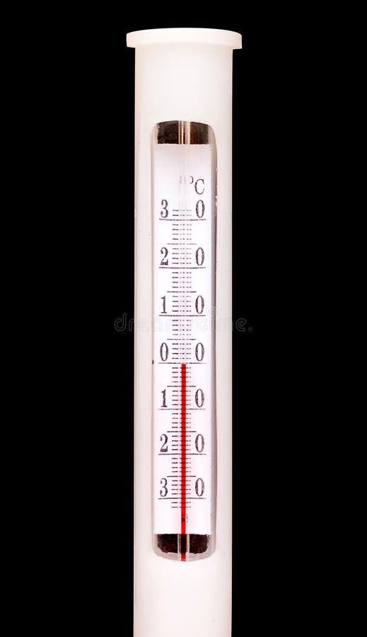 The Thermometer Shows a Zero Temperature, on an Isolated Black B Stock ...