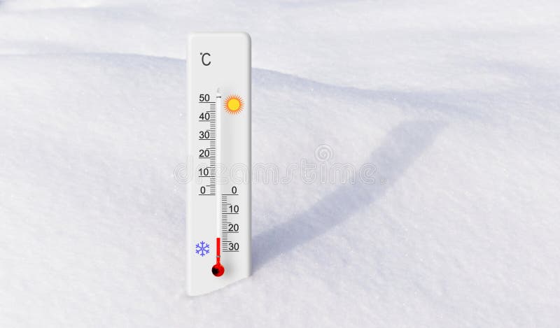 Thermometer in the Snow. Ambient Temperature Minus 23 Degrees Stock ...
